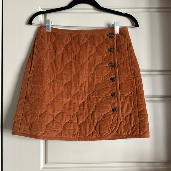 Madewell | Skirts | Quilted Buttonfront Skirt In Rust | Poshmark